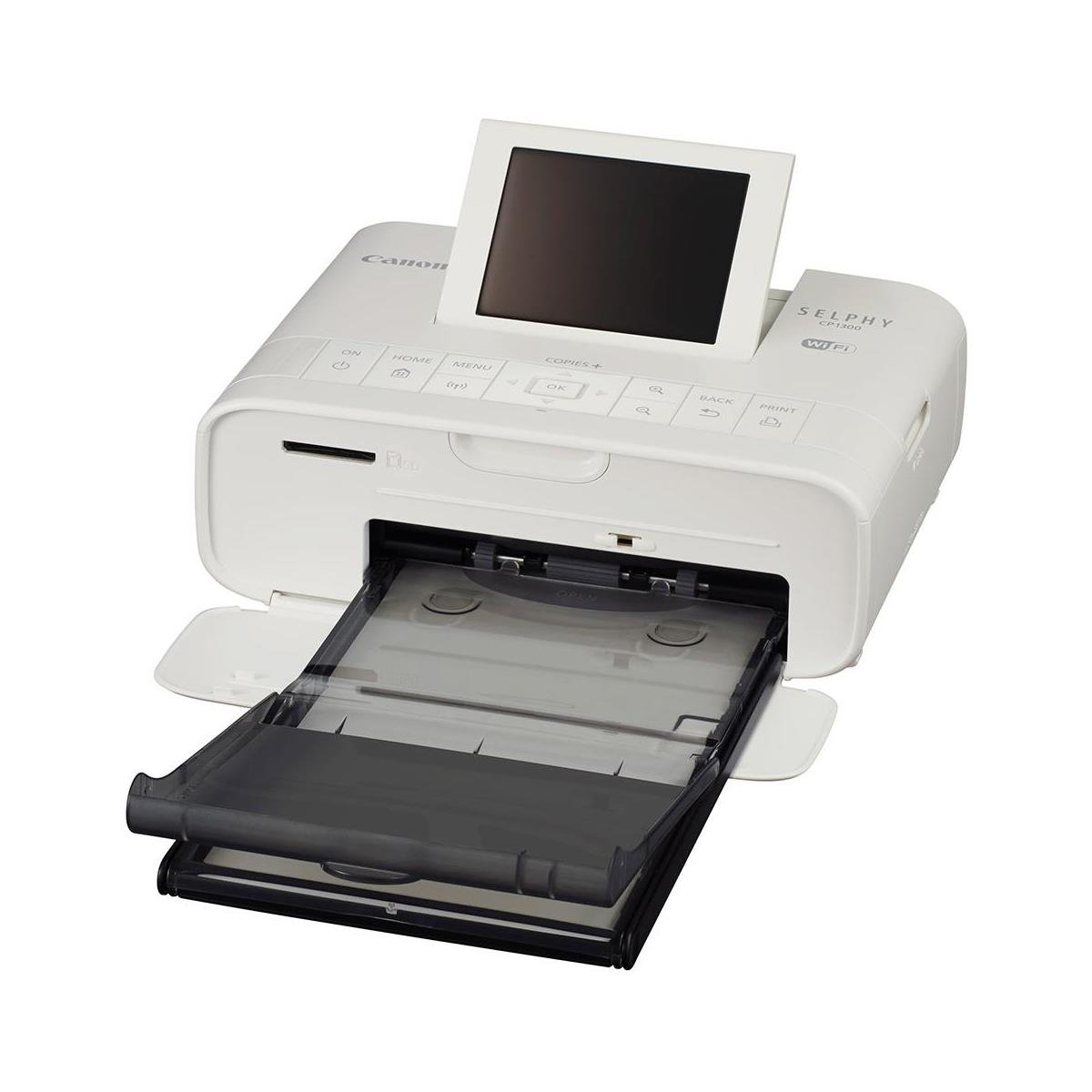 Canon SELPHY CP1300 Wireless Compact Photo Printer, White - Bundle with USB Cable 6', Microfiber Cloth
