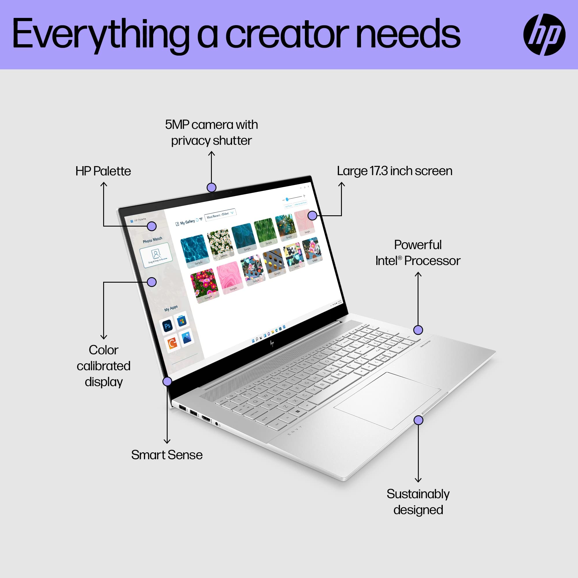 HP Envy Laptop, 17.3" Full HD Touchscreen, 12th Gen Intel Core i7-1260P, 64GB RAM, 2TB PCIe SSD, IR Camera, Backlit Keyboard, HDMI, Wi-Fi 6, Windows 11 Home, Silver