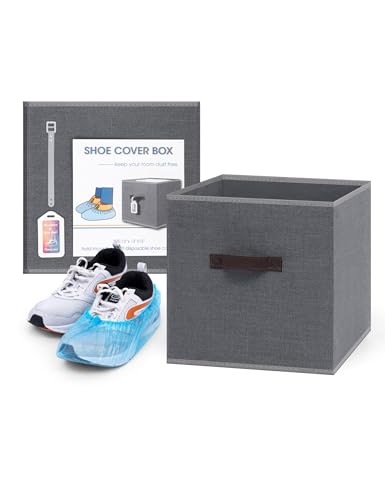 ECLAT Shoe Covers Box 13 Inch Cube Storage Bins- 1 Pack Foldable Shoe Booties Holder, Dispenser Bin for Guest, Homeowner, Realtor, Open House, Real Estate Agent Supplies, Dark Gray