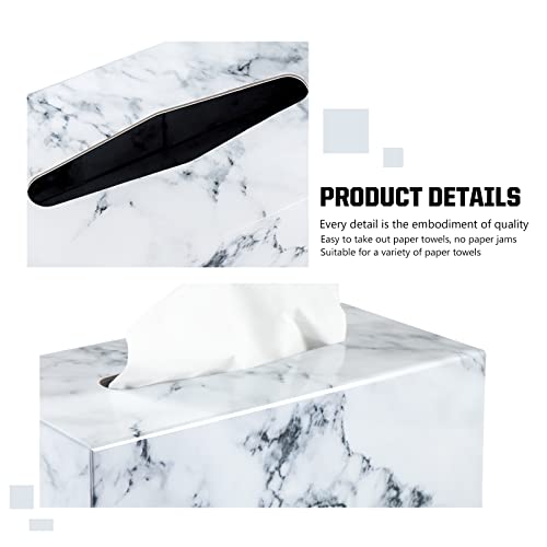 Marble Tissue Box Cover Rectangular,Facial Tissue Box Holder for Dresser Bathroom Decor,Tissue Dispenser for Home, Desks, Nightstands, Car…
