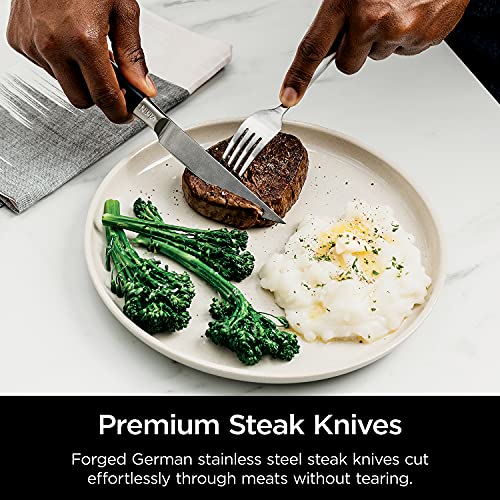 Ninja K32009 Foodi NeverDull Premium Knife System, 9 Piece Knife Block Set with Built-in Sharpener, German Stainless Steel Knives, Black