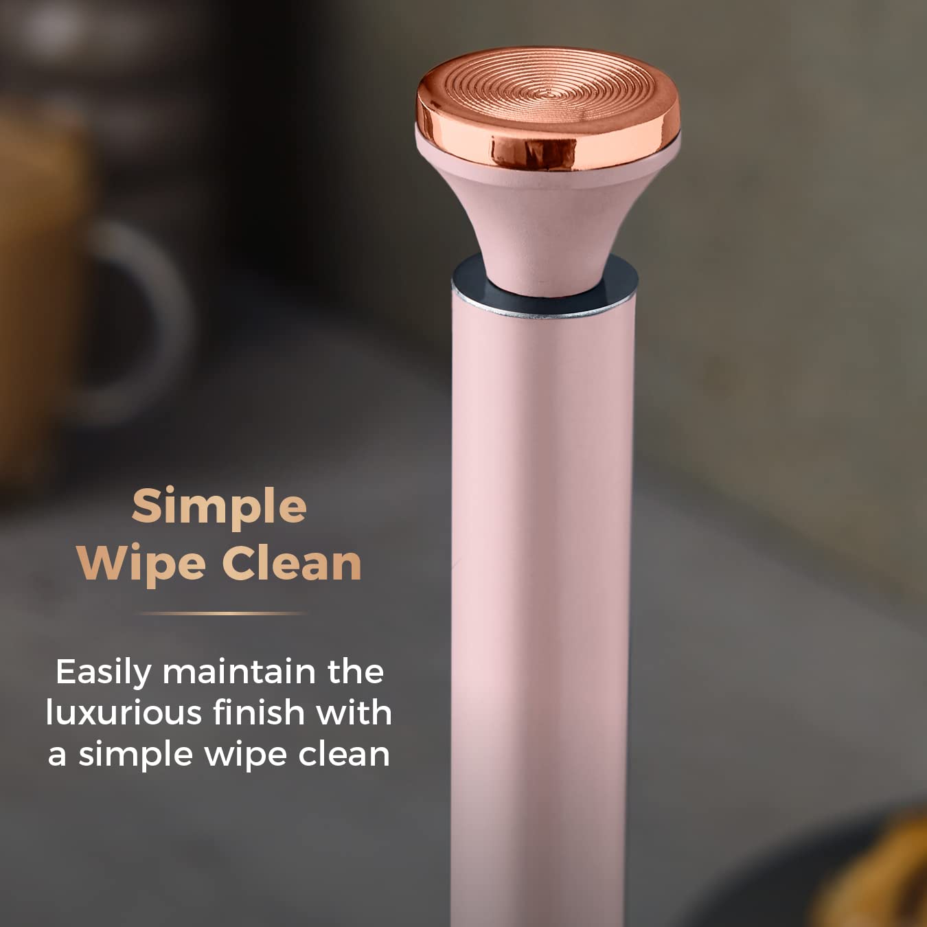 Tower T826133PNK Cavaletto Towel Pole Kitchen Roll Holder with Soft Underliner, Marshmallow Pink and Rose Gold