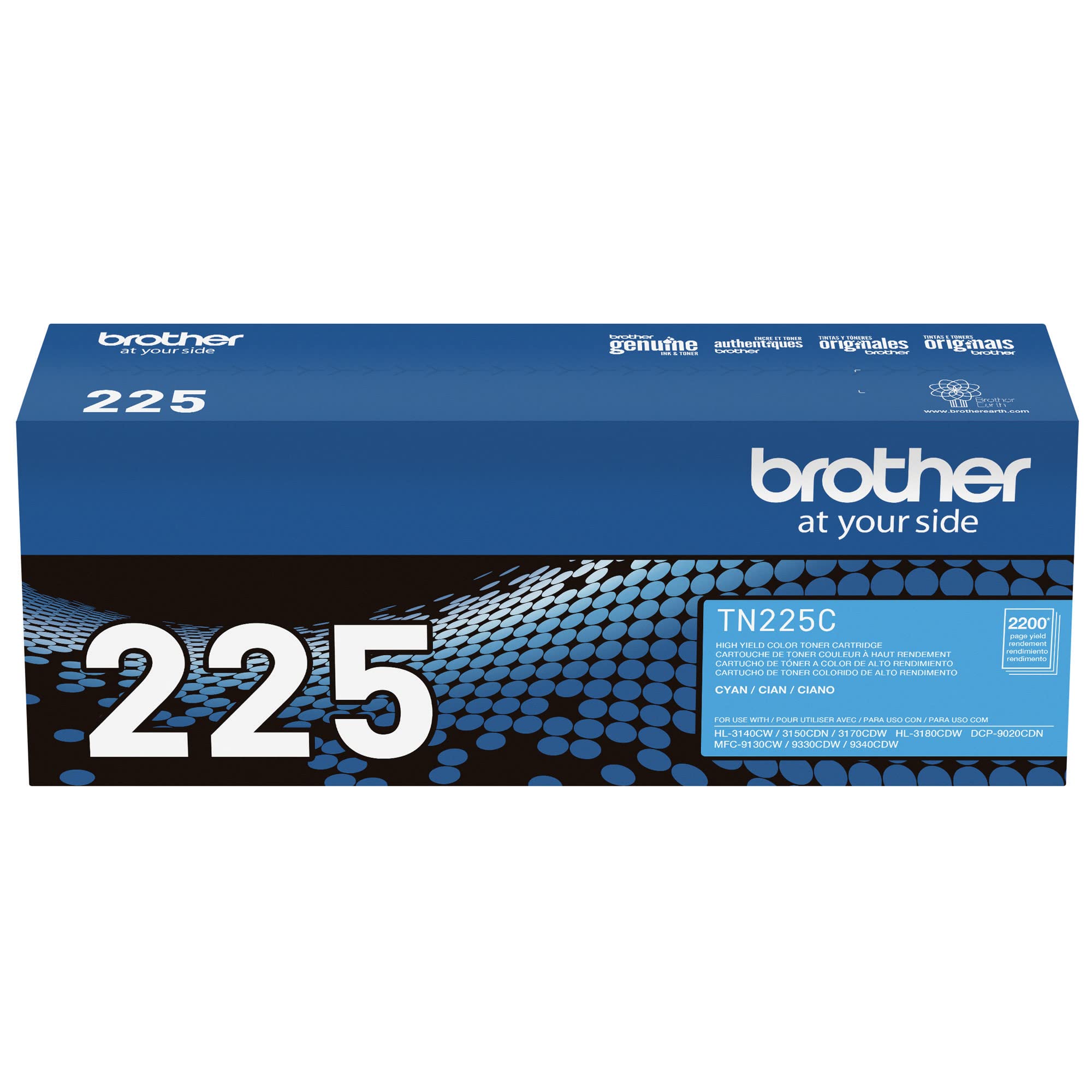 Brother Genuine High Yield Toner Cartridge, TN225C, Replacement Cyan Toner, Page Yield Up To 2,200 Pages, Amazon Dash Replenishment Cartridge, TN225