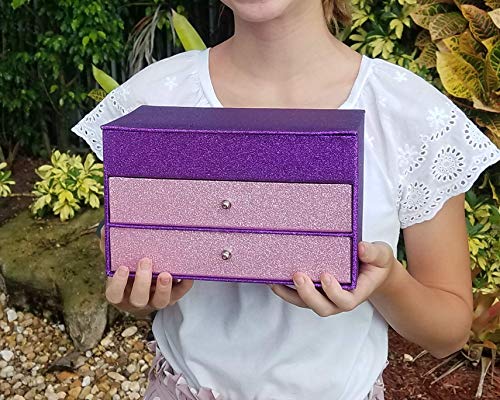 Sparkle Glamour Jewelry Box Organizer (Purple with pink drawers)
