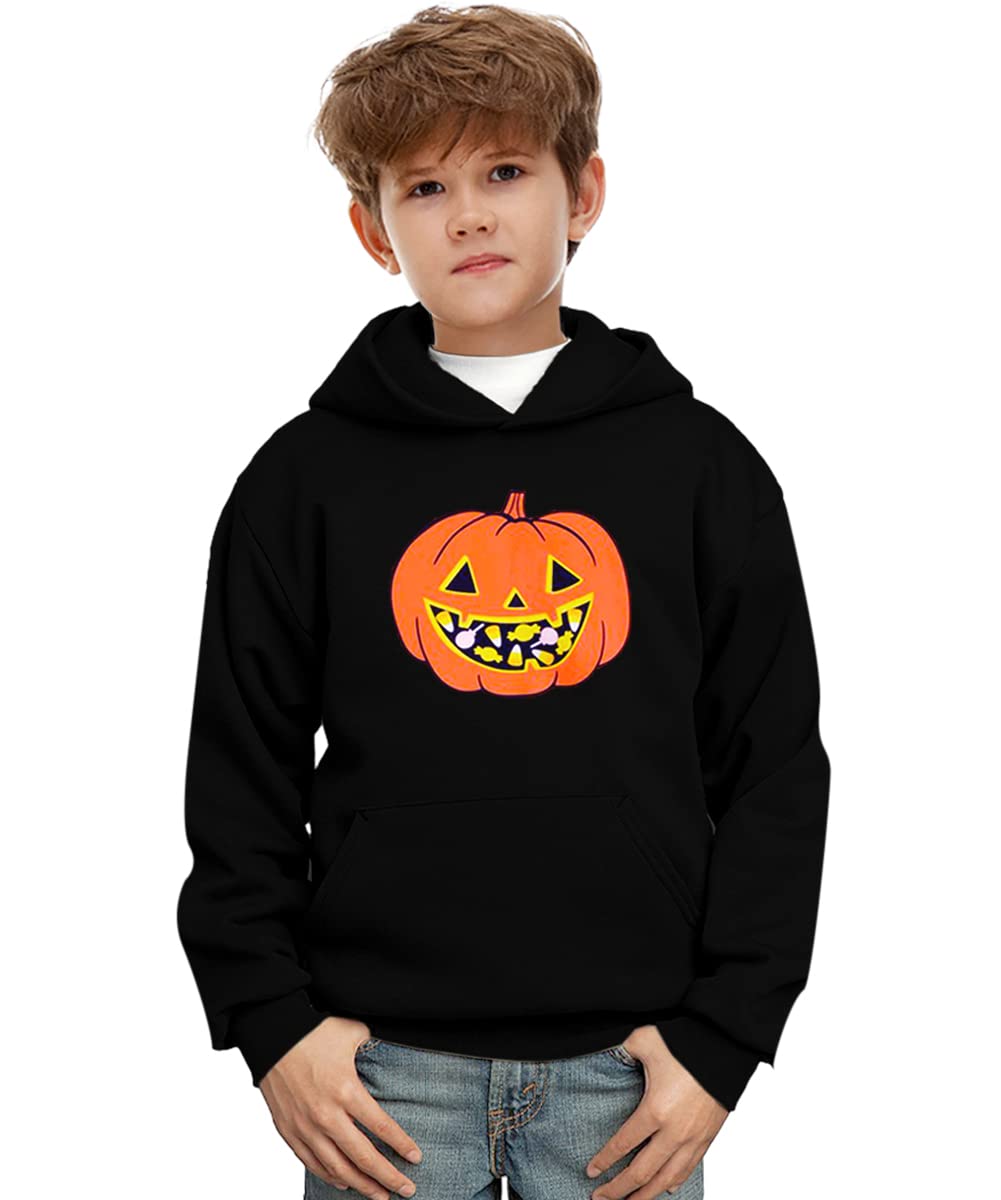 Remimi Kids Halloween Pumpkin Candy Hoodie Boys Jack O Latern Hooded Pullover Long Sleeve Sweatshirts 5-6 Years