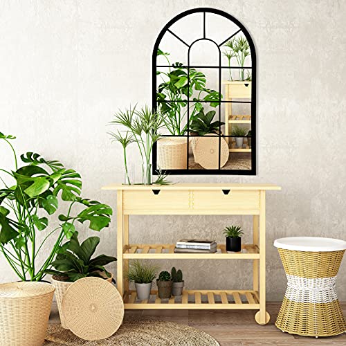 HQiJun Wall Mirror Window Decorative Mirrors Arched Farmhouse for Living Room Bedroom Entryway Bathroom Vanity (19.7β x31.5β x0.9β)