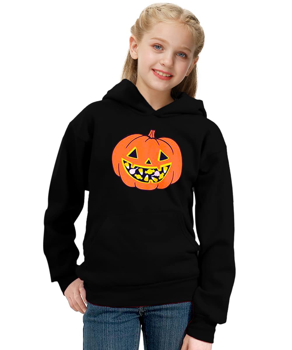 Remimi Kids Halloween Pumpkin Candy Hoodie Boys Jack O Latern Hooded Pullover Long Sleeve Sweatshirts 5-6 Years