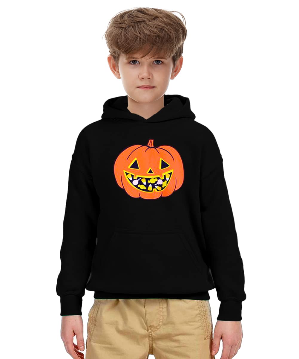 Remimi Kids Halloween Pumpkin Candy Hoodie Boys Jack O Latern Hooded Pullover Long Sleeve Sweatshirts 5-6 Years