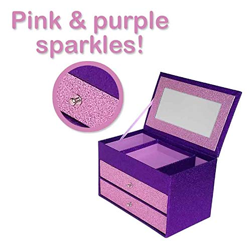 Sparkle Glamour Jewelry Box Organizer (Purple with pink drawers)