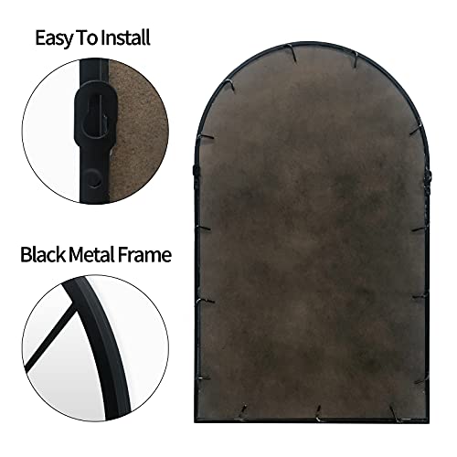 HQiJun Wall Mirror Window Decorative Mirrors Arched Farmhouse for Living Room Bedroom Entryway Bathroom Vanity (19.7β x31.5β x0.9β)