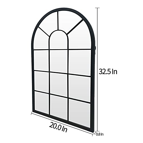 HQiJun Wall Mirror Window Decorative Mirrors Arched Farmhouse for Living Room Bedroom Entryway Bathroom Vanity (19.7β x31.5β x0.9β)