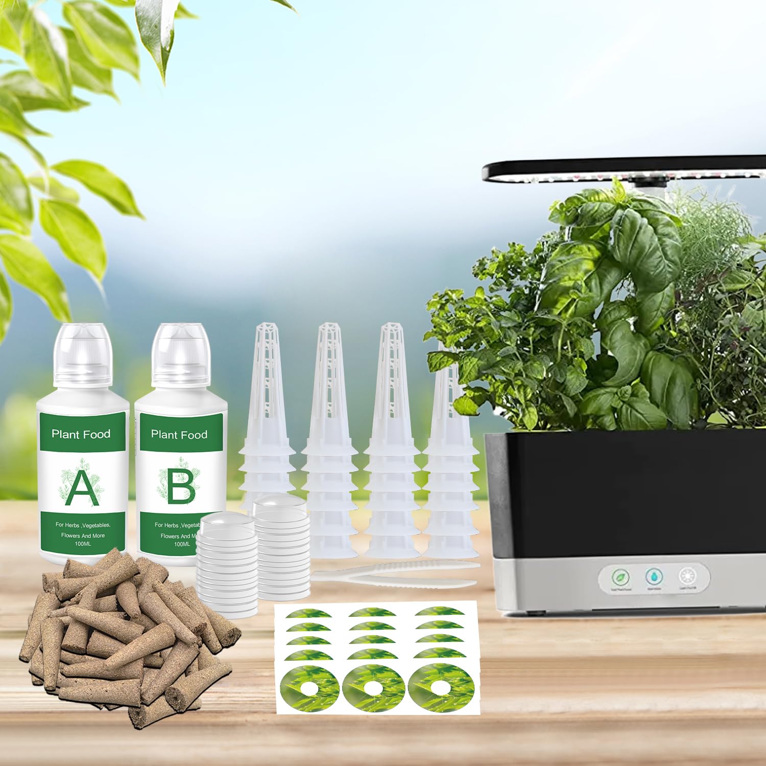 Seed Pod Kit for AeroGarden Growing System,Hydroponics Supplies with 25 Grow Sponges, 25 Grow Baskets, 25 Grow Domes, A&B Solid Nutrient Plant Food, 25 Labels and 1 Tweezer