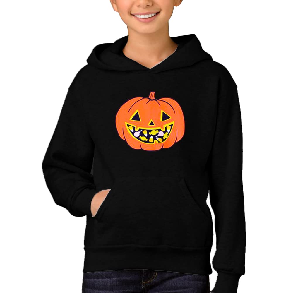 Remimi Kids Halloween Pumpkin Candy Hoodie Boys Jack O Latern Hooded Pullover Long Sleeve Sweatshirts 5-6 Years