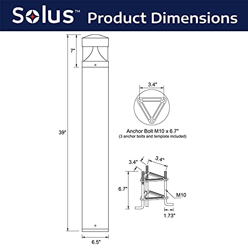 Solus C200BC-L10C-BZ-4PK LED Landscape Light, Exterior Surface Mounted Bollard, 120-277V 10W 4000K, 39" Height, Bronze, 4-Pack