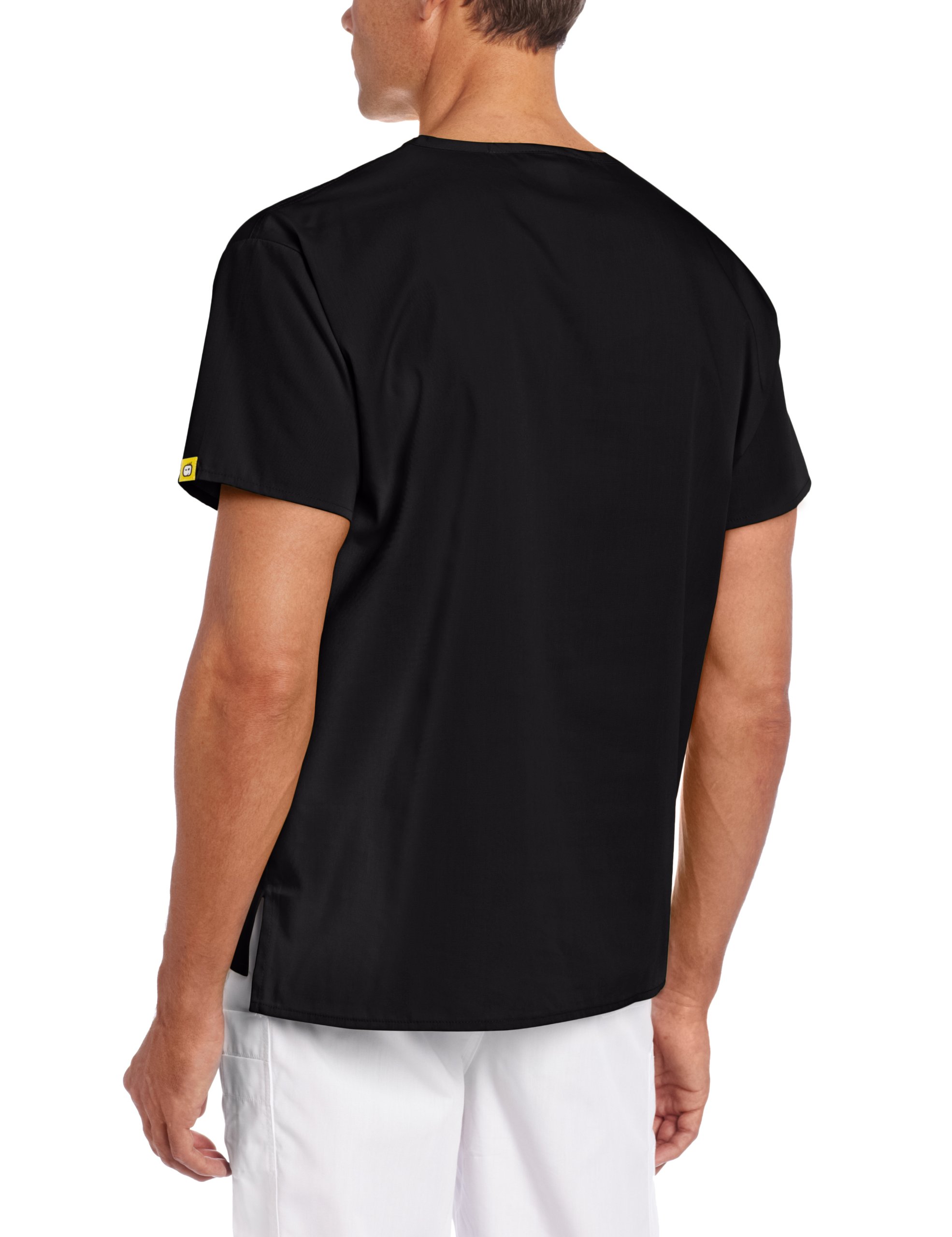 WonderWink Men's The Alpha Unisex V-Neck Scrub Top, Black, Medium