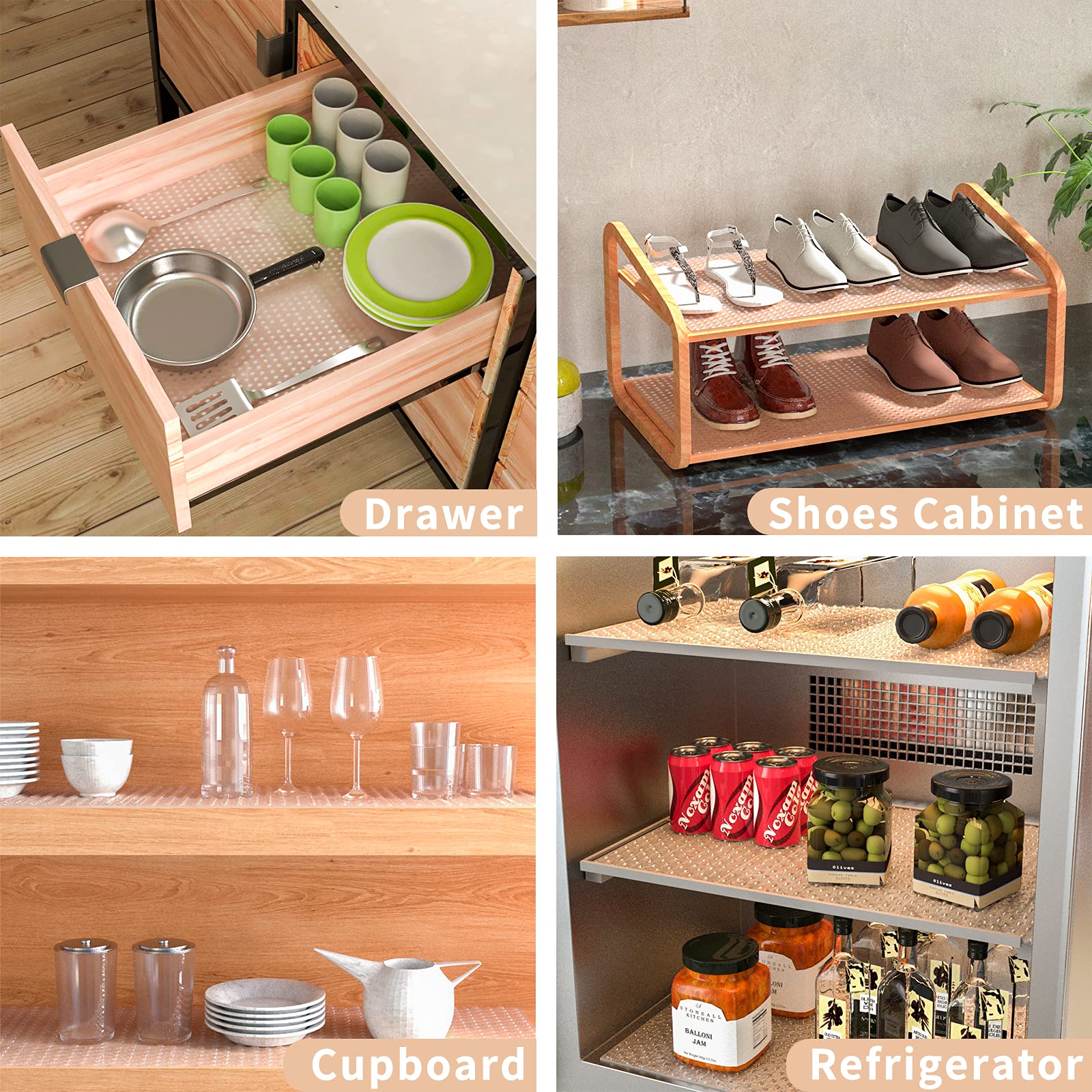 Shelf Liner, MAGORUI DIY Shelf Liners for Kitchen Drawer, Washable EVA Material Clear Cabinet Liner, Oil-Proof Water-Proof Drawer Liner for Cupboard, Refrigerator, Storage, Desk, 17.5'' x 118.1''