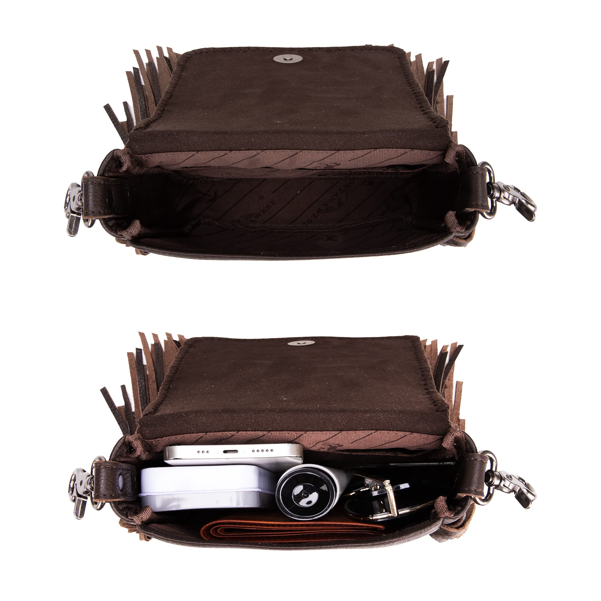Western Crossbody Handbags for Women Small Bags Tooled Leather Fringe Purse RLC-L159CF