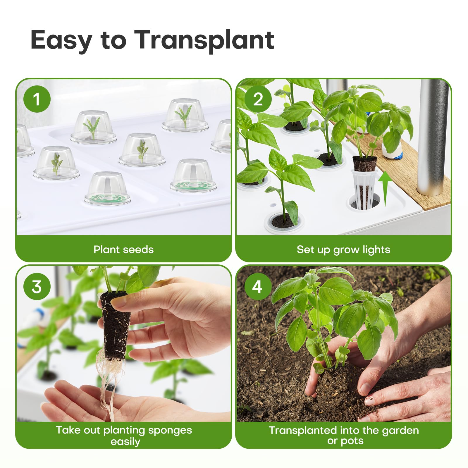 Ahopegarden Indoor Garden Hydroponics Growing System, 60 Pods Vertical Garden with LED Grow Light - Plant Germination Kit Aeroponic Veggie Flower Fruit Growth with Smart Socket & Pump System