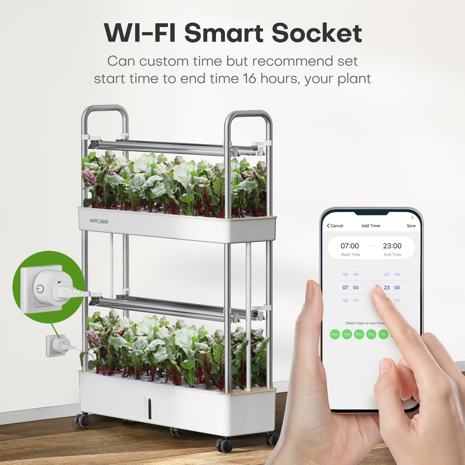 Ahopegarden Indoor Garden Hydroponics Growing System, 60 Pods Vertical Garden with LED Grow Light - Plant Germination Kit Aeroponic Veggie Flower Fruit Growth with Smart Socket & Pump System