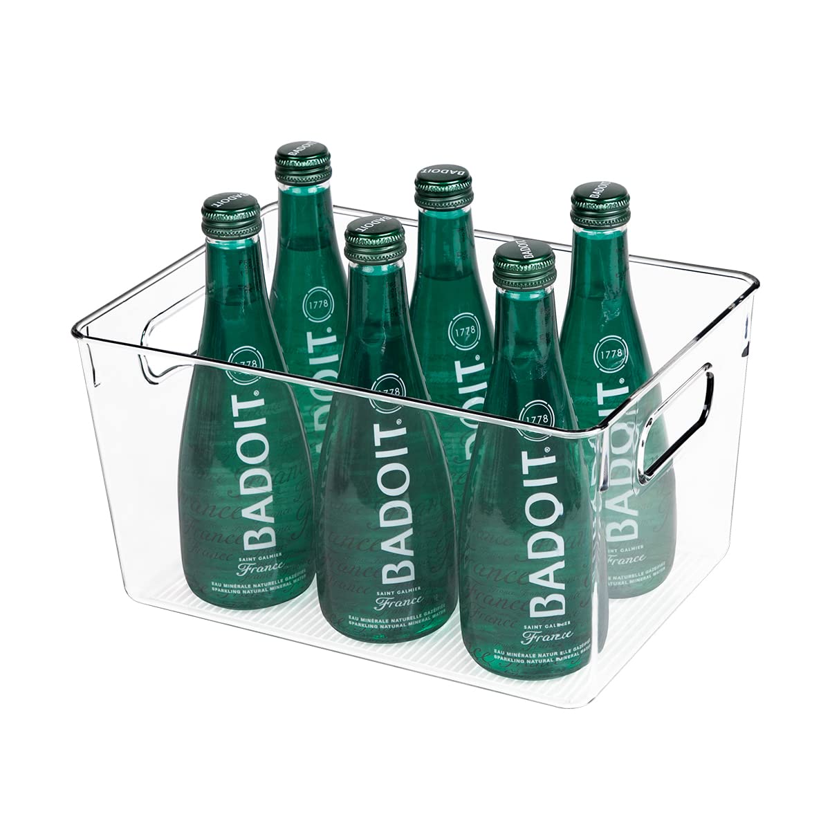 RedSodium Pantry Organization and Storage Container Bins for Kitchen, Laundry, Refrigerator, Freezer. Durable Heavy Duty Clear Plastic with Handles - 6 Pack