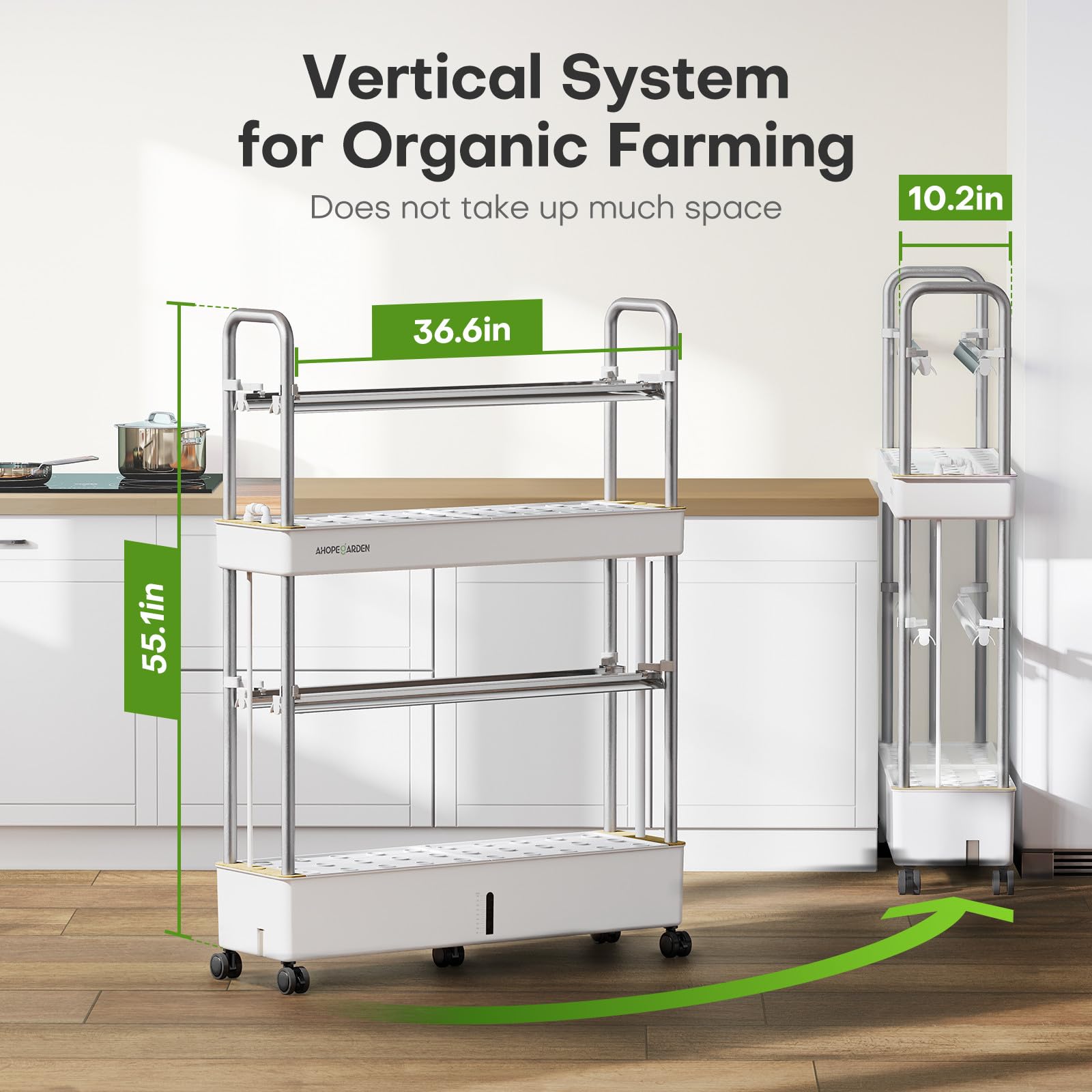 Ahopegarden Indoor Garden Hydroponics Growing System, 60 Pods Vertical Garden with LED Grow Light - Plant Germination Kit Aeroponic Veggie Flower Fruit Growth with Smart Socket & Pump System