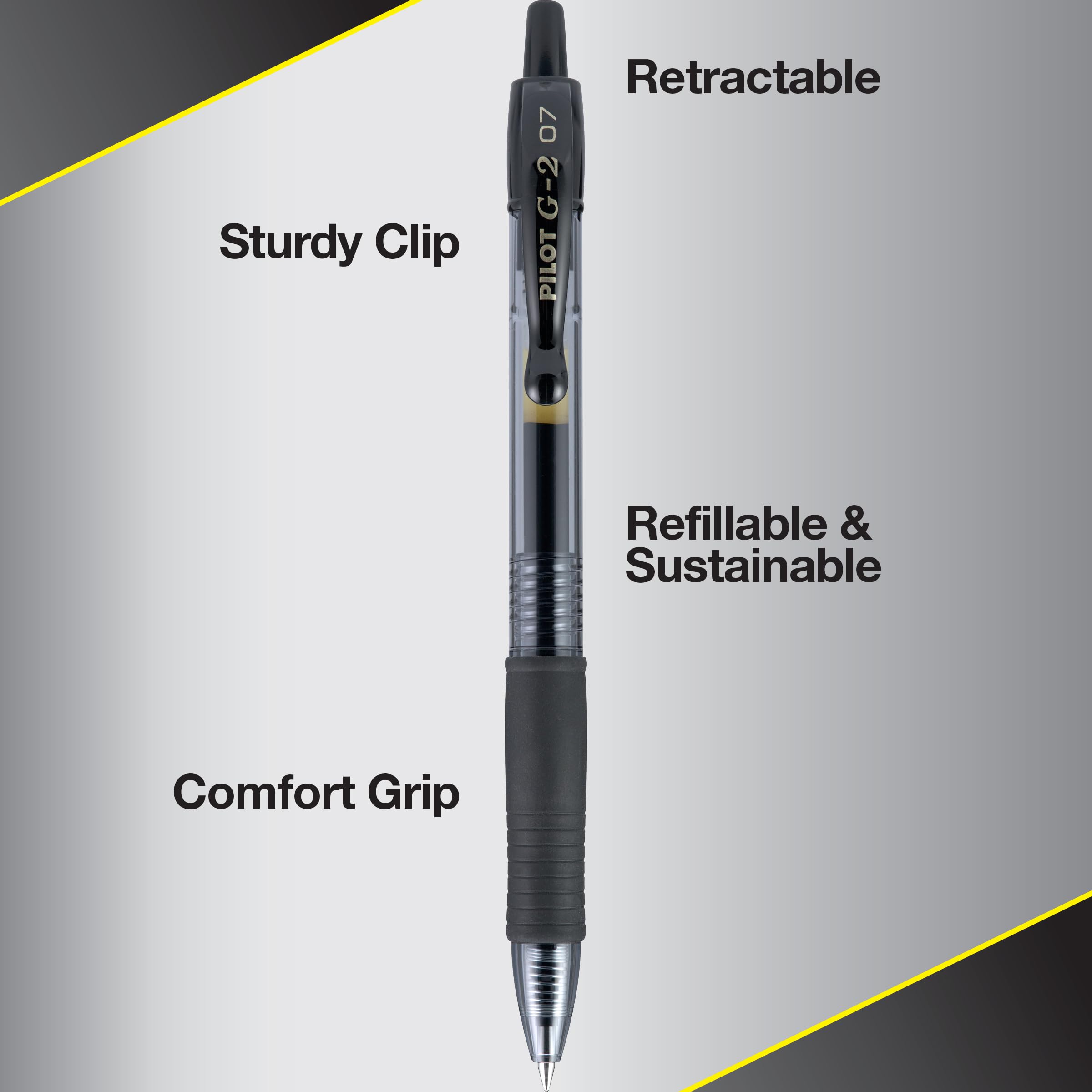 PILOT G2 Premium Refillable and Retractable Rolling Ball Gel Pens, Fine Point, Black Ink, 5-Pack (31078)