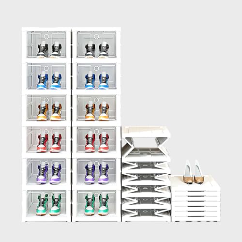 James&Jesse Shoe Organizer Storage Box, Portable Folding Shoe Rack for Closet with Magnetic Clear Door,Large Sneaker Cabinet Bins All-in-one Sturdy Easy Assembly ,Up to size 11 (3)