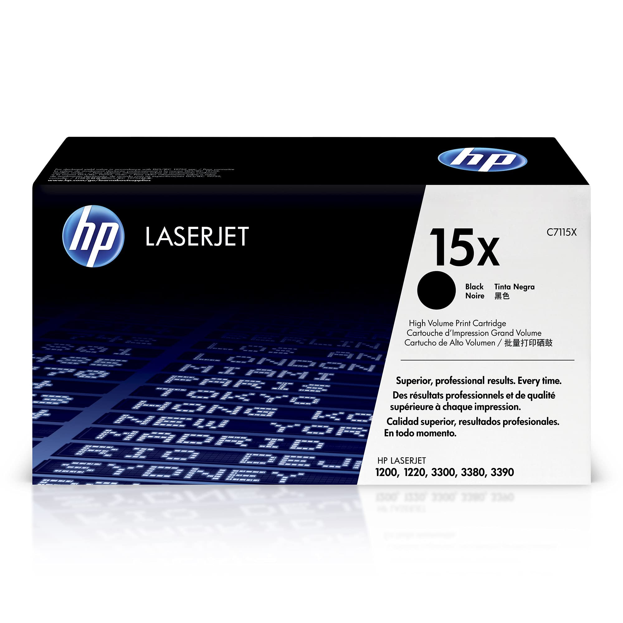 Original HP 15X Black High-yield Toner Cartridge | Works with HP LaserJet 1200, 1220, 3300, 3310, 3320, 3330, 3380, 3390 Series | C7115X