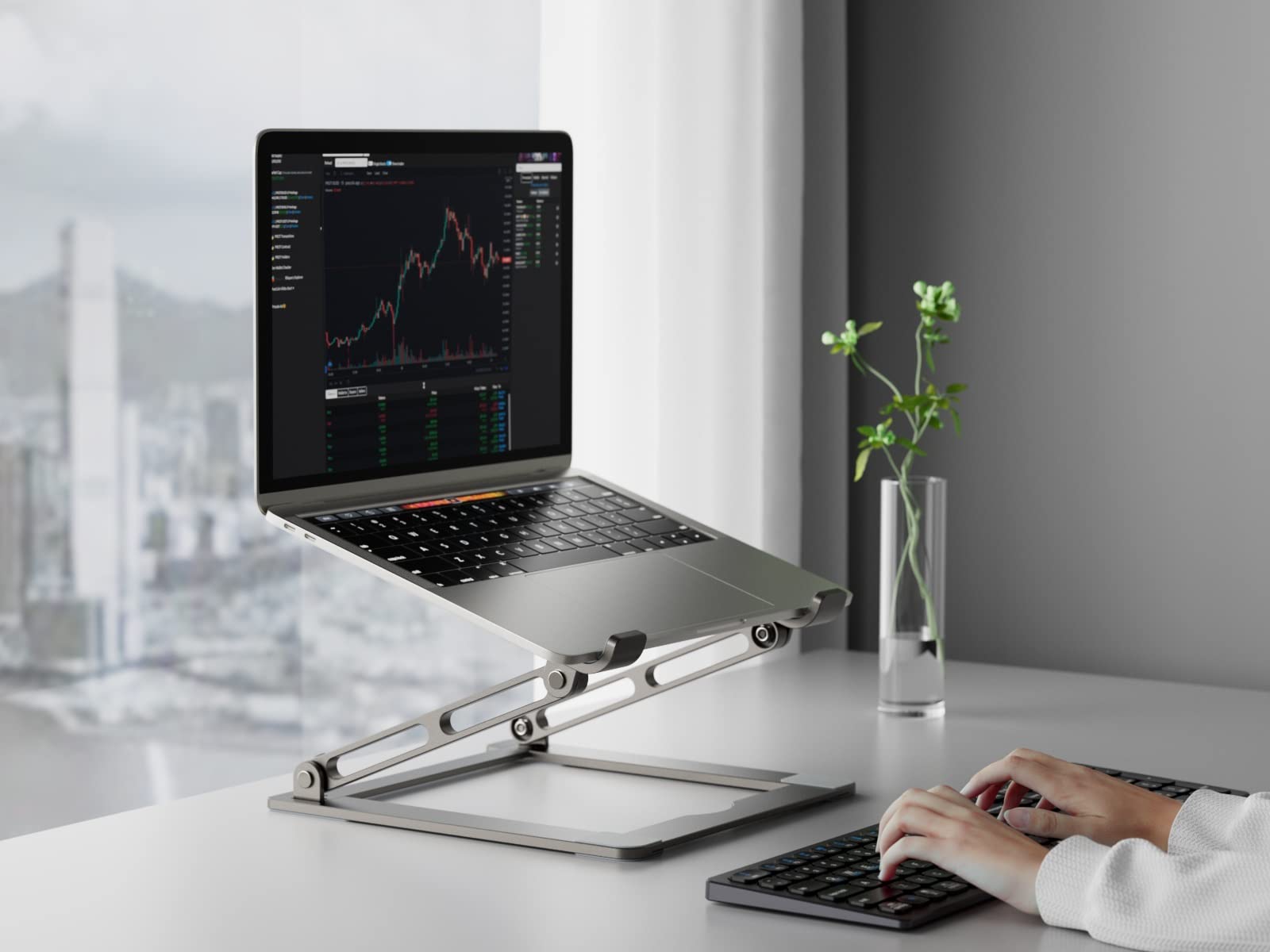 VIGLT Laptop Stand for Desk, Adjustable Laptop Stand Holder Portable Laptop Riser with Multi-Angle Height Adjustable Computer Stand for MacBook Air/Pro and More Notebooks 10-17.3"-Grey