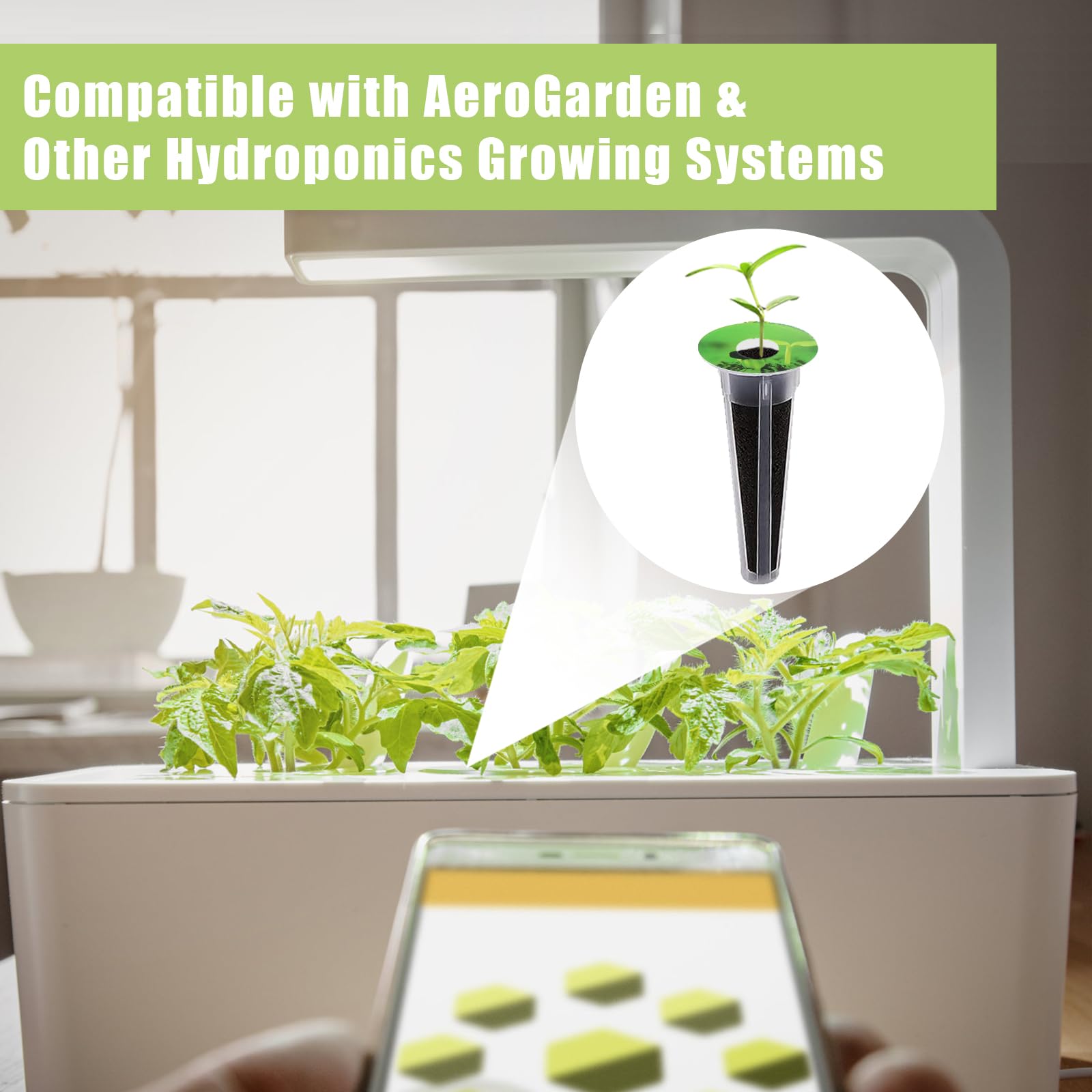 150Pcs Seed Pod Kit for Aerogarden, Anglecai Hydroponics Garden Accessories for Hydroponic Growing System, Grow Anything Kit with 50 Grow Sponge, 50 Pod Label, 24 Grow Basket, 24 Grow Dome, 2 Tweezers