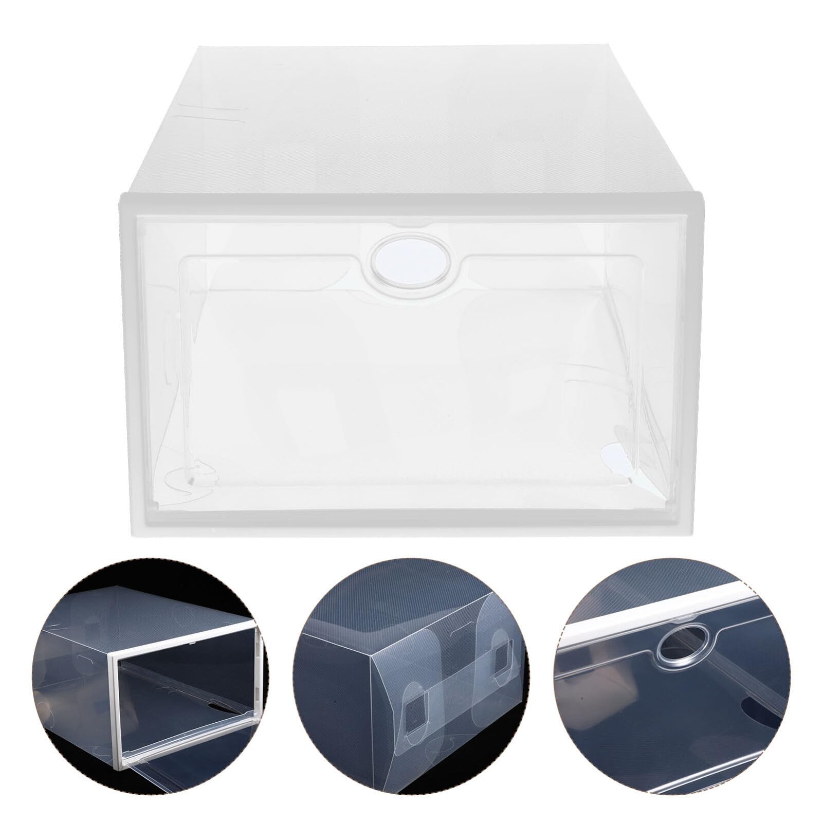 Cabilock 5pcs Shoe Storage Box Clear Plastic Stackable Shoe Organizer Space Saving Foldable Shoe Rack Sneaker Container Bin Holder Display Case