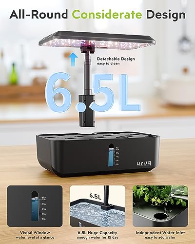 Hydroponics Growing System Indoor Garden: URUQ 12 Pods Indoor Gardening System with Remote Control LED Grow Light Height Adjustable Quiet Plants Germination Kit - Gardening Gifts for Women Black