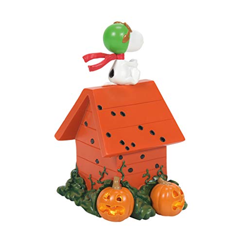 Department 56 Peanuts Village Accessories Snoopy The Flying Ace The Red Baron Lit Figurine, 6.25 Inch, Multicolor