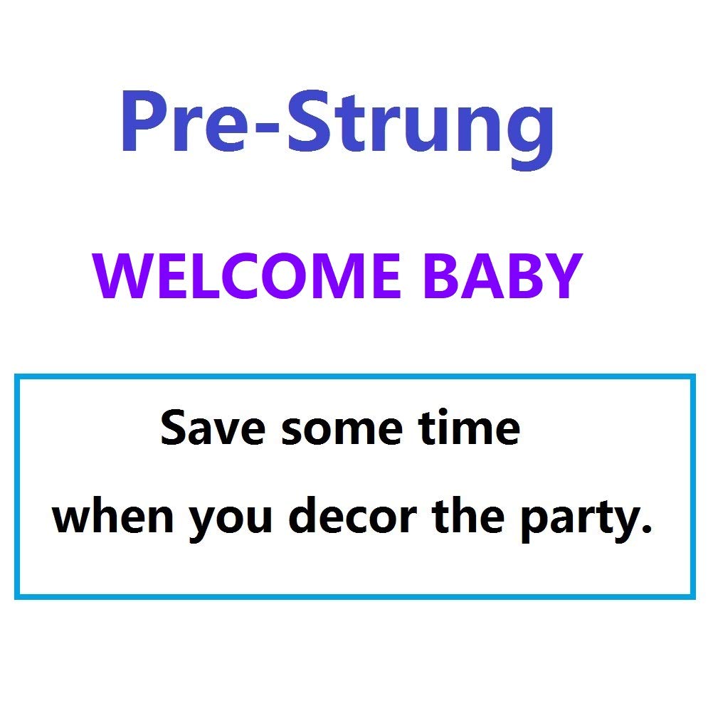 Blukey Holographic Welcome Baby Banner Hanging Bunting String Flag Iridescent White Baby Shower Decorations Banners and Signs