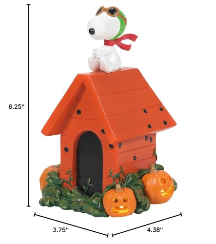 Department 56 Peanuts Village Accessories Snoopy The Flying Ace The Red Baron Lit Figurine, 6.25 Inch, Multicolor