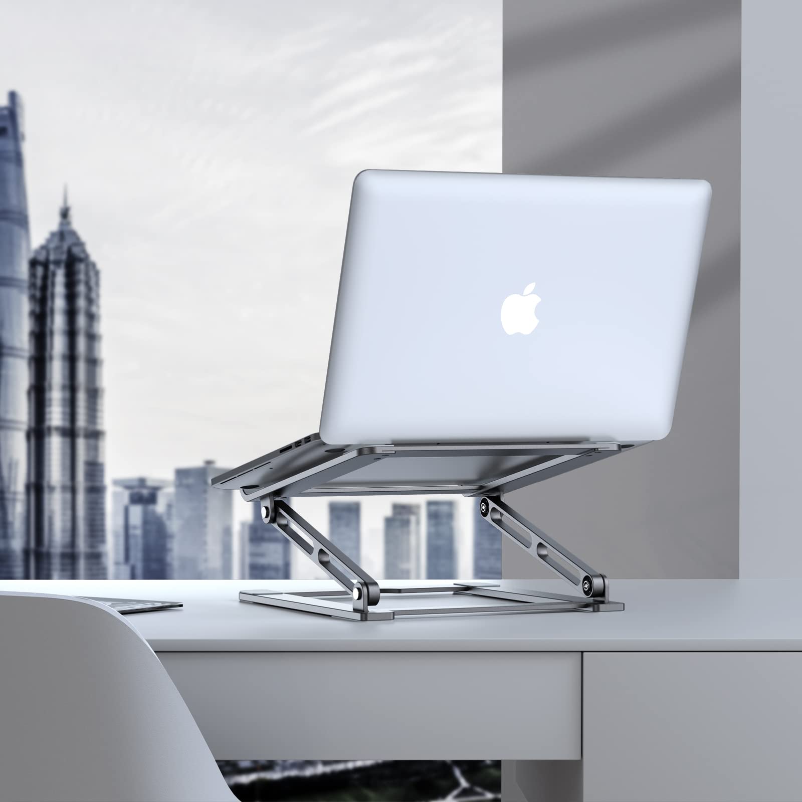 VIGLT Laptop Stand for Desk, Adjustable Laptop Stand Holder Portable Laptop Riser with Multi-Angle Height Adjustable Computer Stand for MacBook Air/Pro and More Notebooks 10-17.3"-Grey