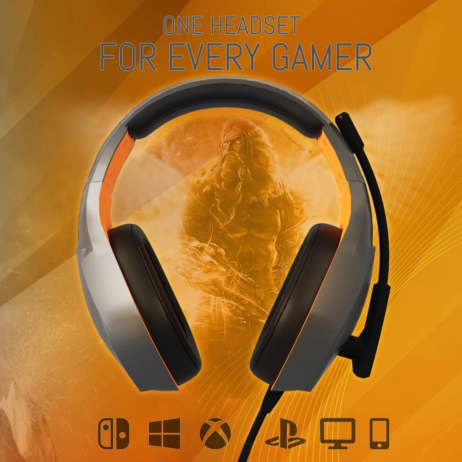Orzly Gaming Headset (Orange) for PC and Gaming Consoles PS5, PS4, Xbox Series X | S, Xbox ONE, Nintendo Switch & Google Stadia Stereo Sound with Noise Cancelling mic - Hornet RXH-20 Vesuvius Edition