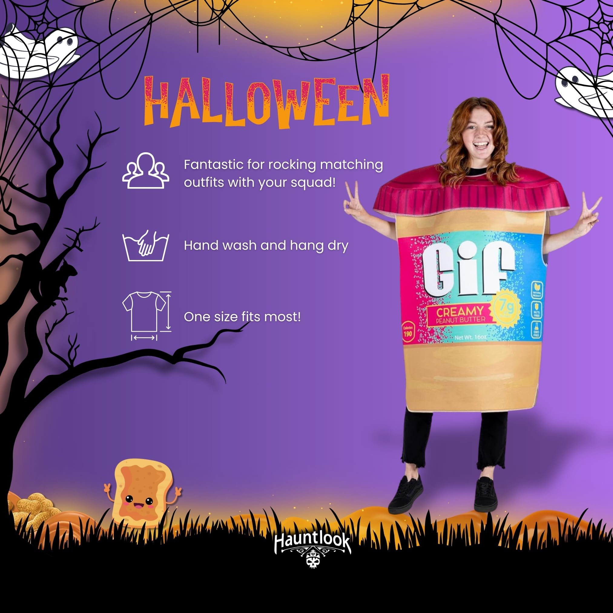 Gif Peanut Butter Jar Halloween Costume - Fun Witty Food Outfit Adult Unisex