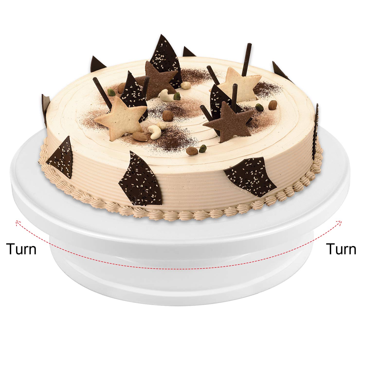 KEILEOHO 2 Pack 11 Inch Premium Cake Turntables, Smoothly Turns for Cake Decorating, Lightweight & Durable Stand for Decoration, Sculpting, Model Building, Painting
