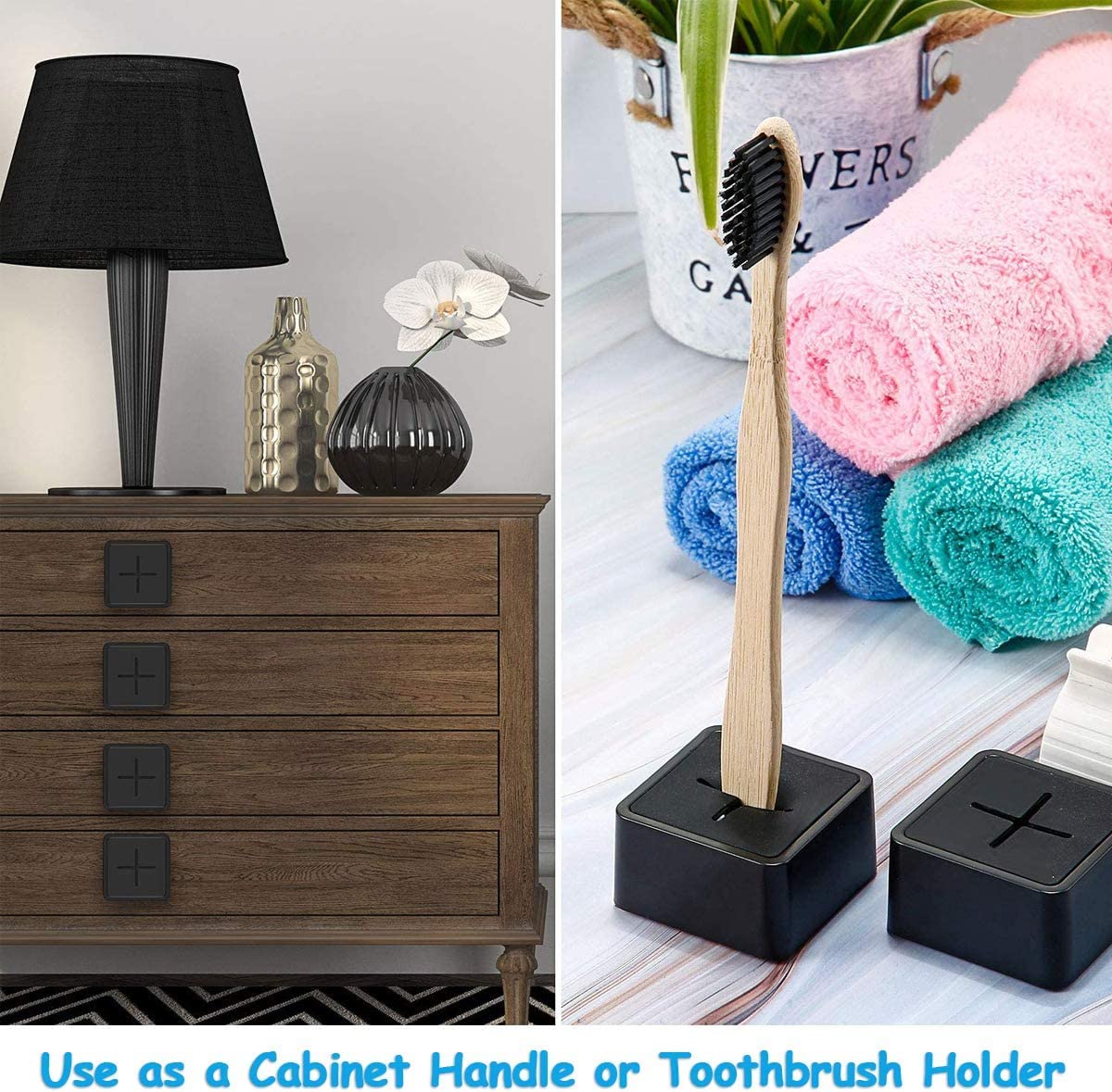 ZYLONE 3 Pack Kitchen Towel Hooks - Self Adhesive Towel Holders for Kitchen,Wall Mounted Kids Hand Towel Hook,Ideal as Bathroom, Dish Towel Holders (3 PCS^Black&Black)