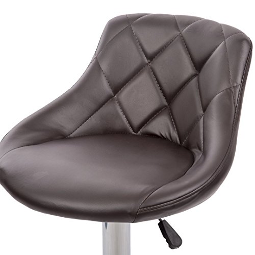 Ergonomic Design Bar stool Adjustable Hydraulic 360 Degree Swivel Stable Steel Frame Hight Density Cushion Seat Kitchen Dining Chair Pub Stool - Set of 2 Brown #1953