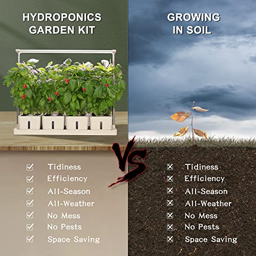 20 Pods Hydroponics Growing System, Herb Garden Kit Indoor Adjustable Height with Automatic Timer 34-Watt LED Grow Light, Indoor Garden with 4 Removable Water Tank, Gifts for Plant Lovers