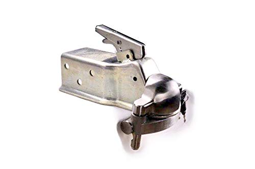 Alarmed stainless steel trailer coupler hitch lock loud alarms 120dB alarm travel camp ground camping horse shows boat marina dump trailers storage RV park locking cargo curt demco atwood stop thieves