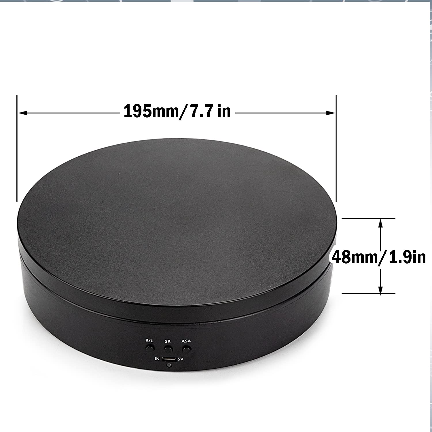 Leadleds Motorized Rotating Display Stand 7.7", USB and Battery Powered Turntable Display Stand for Photography, Video Shot, Product, Shoes(Black)
