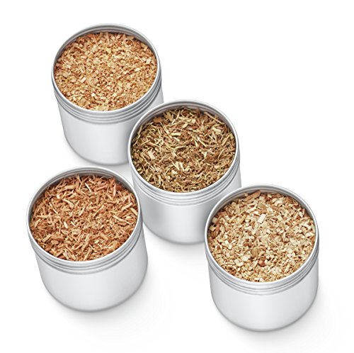 Breville PolyScience BSM600AWC Breville The Smoking Gun Pro Hickory, Mesquite, Applewood, and Cherrywood 4 Piece Woodchip Set, Brown