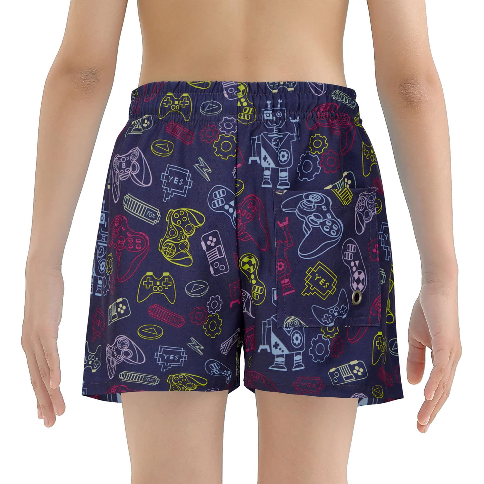 Century Star Boys Swim Trunks with Compression Liner Quick Dry Boys Bathing Suit Toddler Swim Trunks Beach Board Shorts Swimwear Games Console 6-7 Years