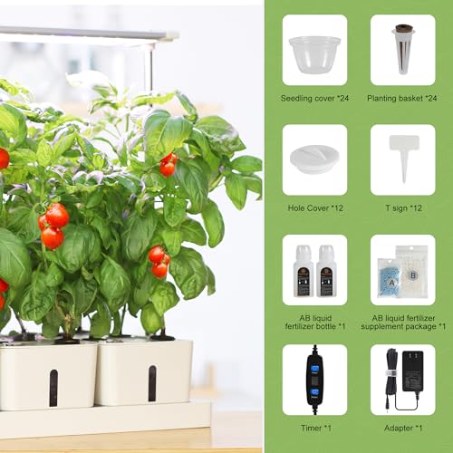 20 Pods Hydroponics Growing System, Herb Garden Kit Indoor Adjustable Height with Automatic Timer 34-Watt LED Grow Light, Indoor Garden with 4 Removable Water Tank, Gifts for Plant Lovers