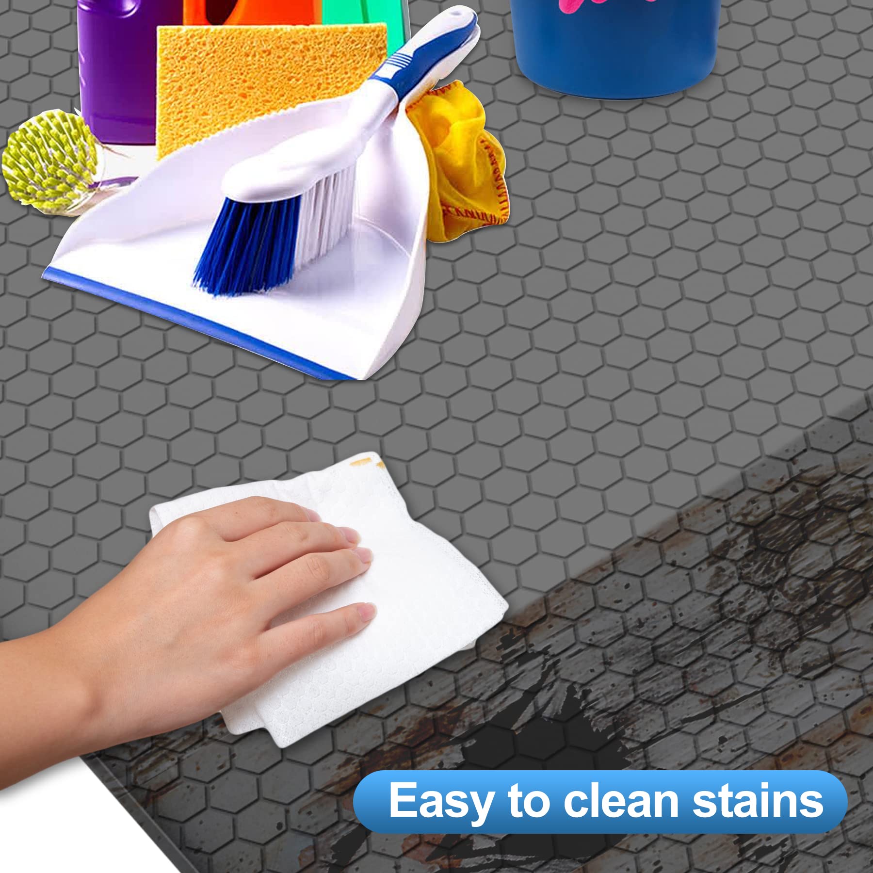 Jifunull Under Sink Mat for Kitchen Cabinet, 34" x 22" Silicone Waterproof Under Sink Tray with Drain Hole, Liner Protector for Kitchen, Bathroom and Laundry Room, Hold Up to 2 Gallons, Grey