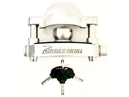 Alarmed stainless steel trailer coupler hitch lock loud alarms 120dB alarm travel camp ground camping horse shows boat marina dump trailers storage RV park locking cargo curt demco atwood stop thieves
