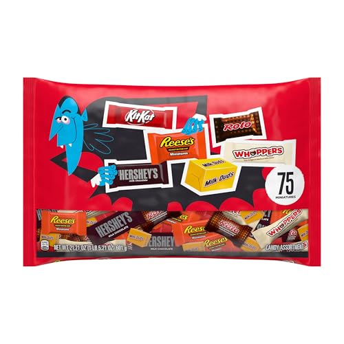 Hershey Assorted Flavored, Halloween Candy Bag, 21.21 oz (75 Pieces)